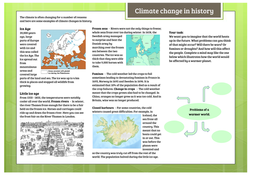 Climate change in history - worksheet | Teaching Resources