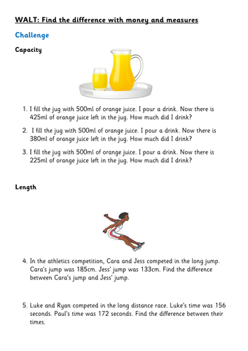 Finding the Difference Problems Y3/4 | Teaching Resources