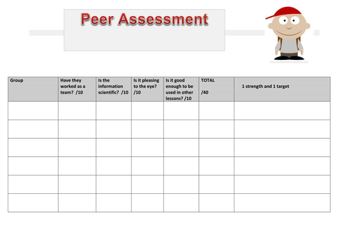 peer assessment frame | Teaching Resources