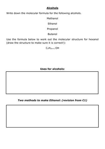 Alcohols | Teaching Resources