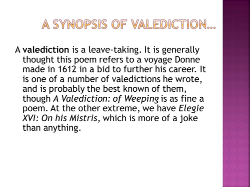 Donne - A Valediction | Teaching Resources