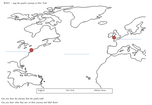 James and The Giant Peach - Map his journey | Teaching Resources