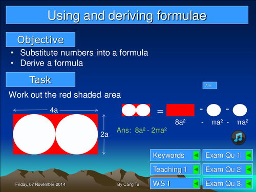 Using and deriving formulae grade C | Teaching Resources Using and deriving formulae grade C | Teaching Resources