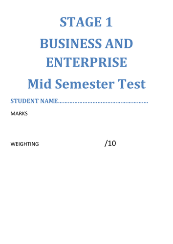 Mid semester test | Teaching Resources