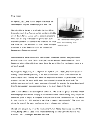 Titanic Forces Lesson | Teaching Resources