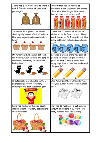 Division worded questions | Teaching Resources
