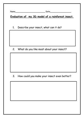 D&T Rainforest topic: 3D Insect models | Teaching Resources
