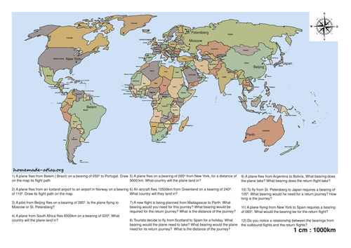 Bearing World Map | Teaching Resources Bearing World Map | Teaching Resources