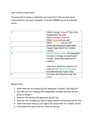 How to Plan an Experiment | Teaching Resources