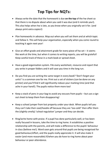 Top Tips for surviving NQT year and beyond! | Teaching Resources