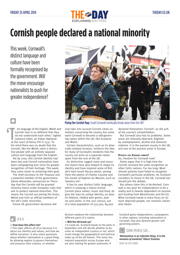 Cornish people declared a national minority | Teaching Resources