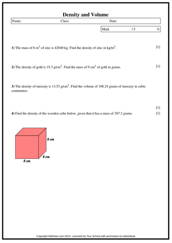 Density and Volume | Teaching Resources