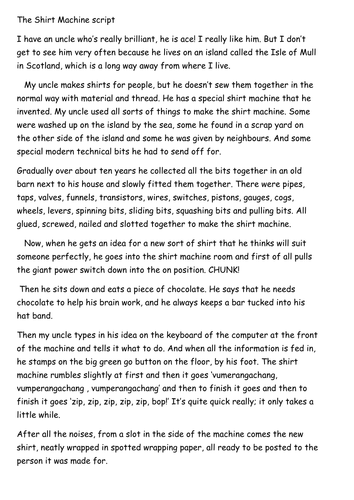 Shirt Machine - Audio Transcript | Teaching Resources