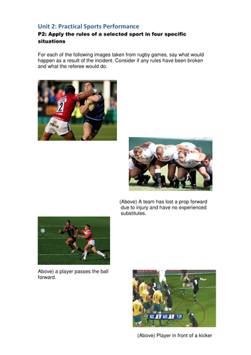 BTEC Sport Level 2 Unit 2 P2 Practical Sport rules | Teaching Resources