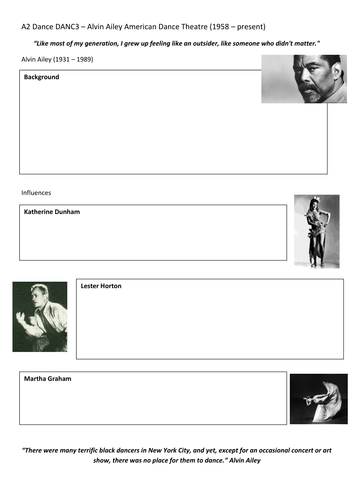 Alvin Ailey - Background and influences (AAADT) | Teaching Resources