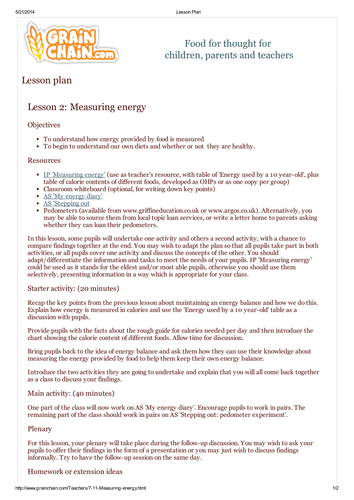 Measuring energy | Teaching Resources