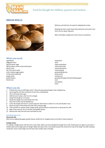 Bread rolls recipe | Teaching Resources