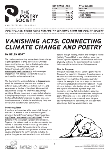 Poetry & Climate Change by Helen Mort | Teaching Resources