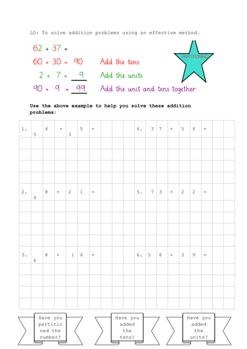 addition by partitioning | Teaching Resources