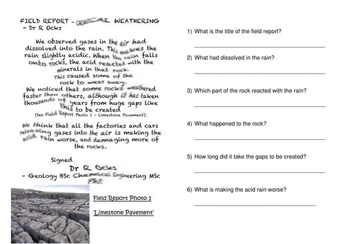 Rock Weathering Booklet | Teaching Resources