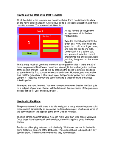 Deal Or No Deal Powerpoint Game Template