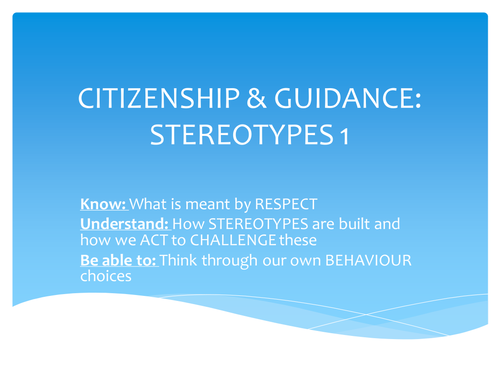 Citizenship & Guidance - Stereotypes 1 | Teaching Resources