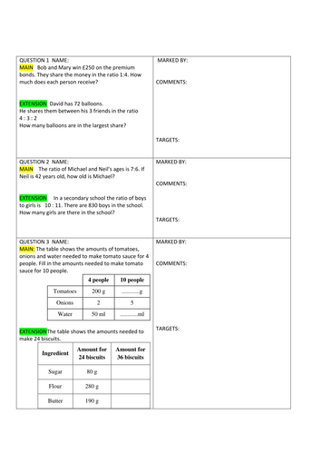 Ratio Teaching Resources