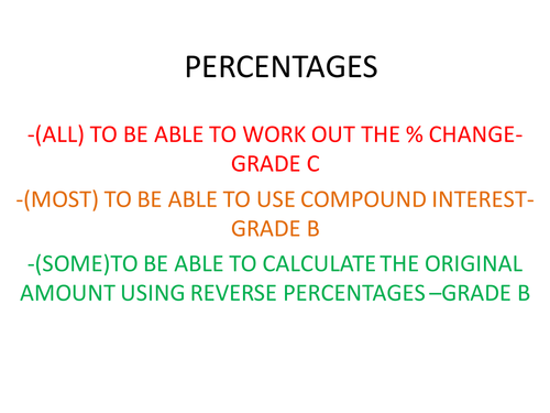 revision of grade d-b percentages -min-whiteboards | Teaching Resources
