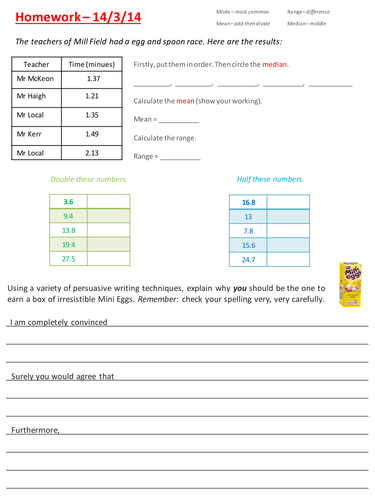 Mixed Homework | Teaching Resources
