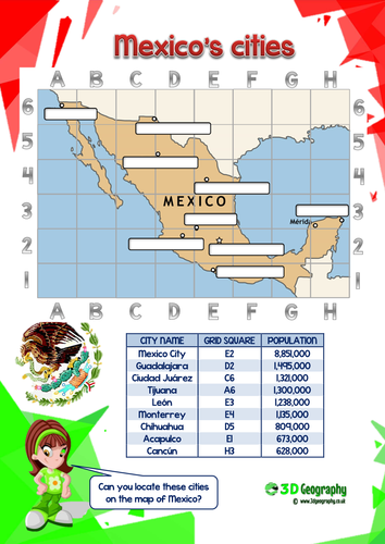 Mexico cities mapping activity | Teaching Resources