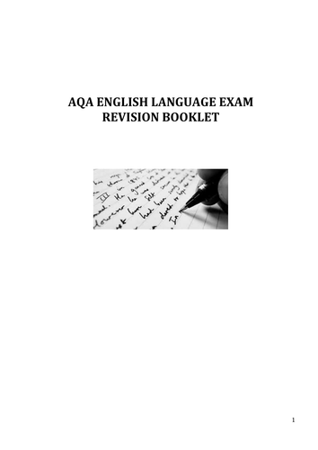 AQA English Language Higher Exam Revision Booklet | Teaching Resources AQA English Language Higher Exam Revision Booklet | Teaching Resources