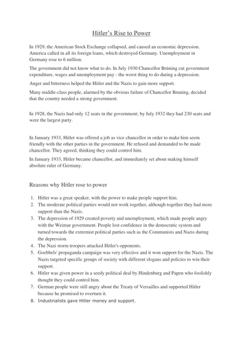 Hitler's Rise to Power | Teaching Resources