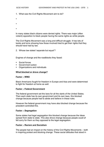 Government and Protest in the USA | Teaching Resources