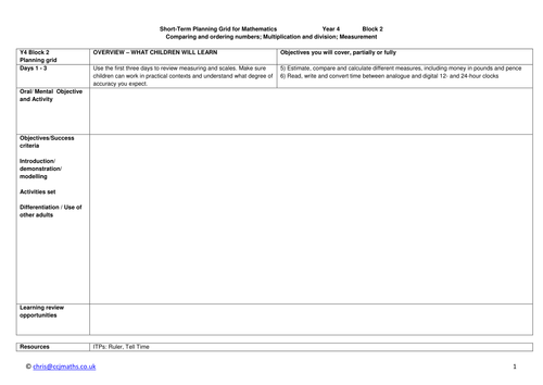 Year 4 New Curriculum Maths planning Block 2 | Teaching Resources Year 4 New Curriculum Maths planning Block 2 | Teaching Resources