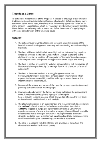 Tragedy as a Genre | Teaching Resources