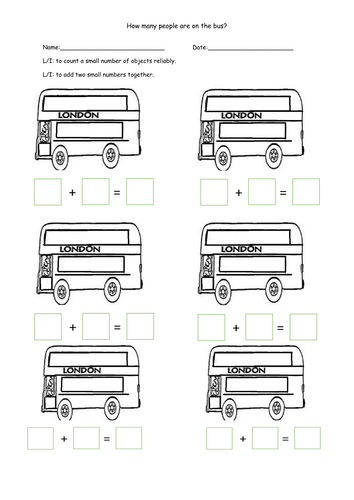 Bus Addition Worksheet | Teaching Resources