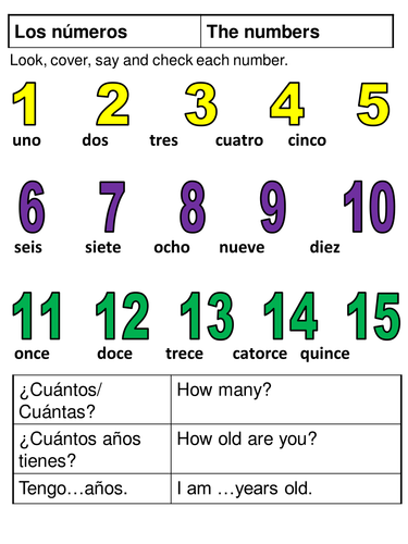 Spanish Numbers Worksheets
