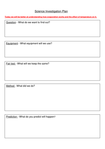 Science Investigation Sheet | Teaching Resources
