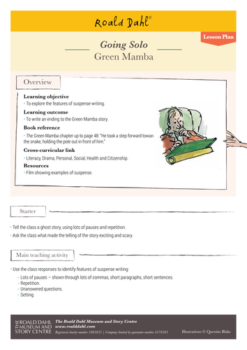 Roald Dahl's 'Going Solo' - Lesson Plan | Teaching Resources
