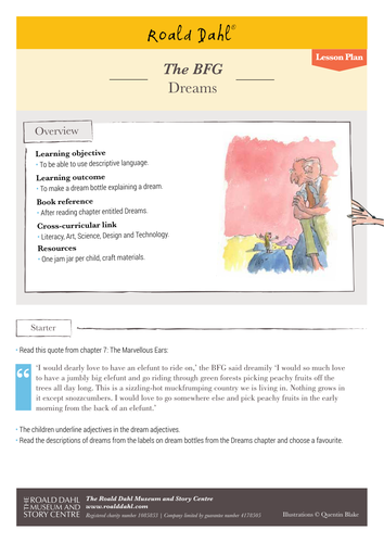 Roald Dahl's 'The BFG' - Lesson Plan | Teaching Resources