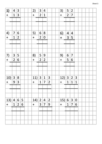 Column Addition Worksheets