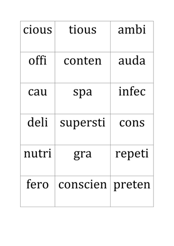 -cious and -tious endings | Teaching Resources