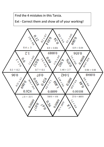 Multiplying Decimals Mistakes Tarsia | Teaching Resources