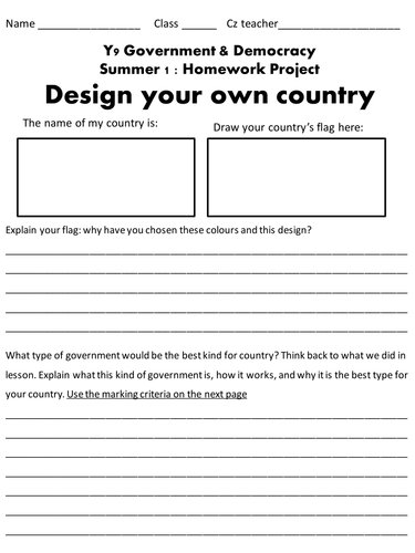 Make your own government - Democracy HW project | Teaching Resources