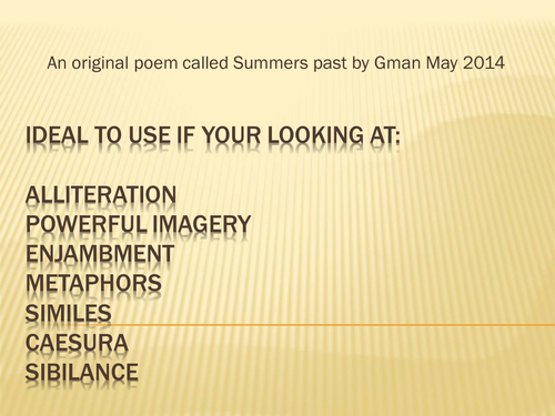 Original poem | Teaching Resources