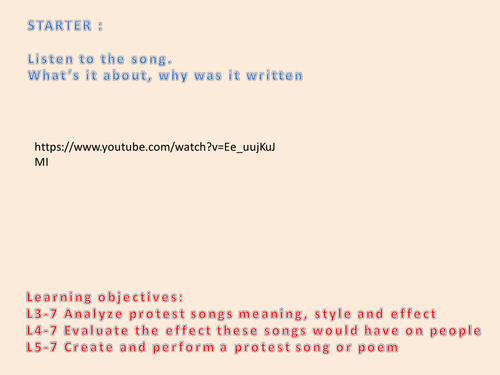 Protest movement song analysis and creation | Teaching Resources
