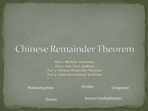 Chinese Remainder Theorem | Teaching Resources