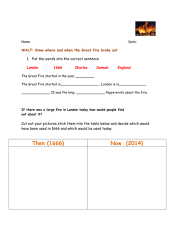 Two differentiated worksheets-Great Fire of London | Teaching Resources