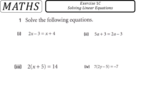 Solving linear equations | Teaching Resources