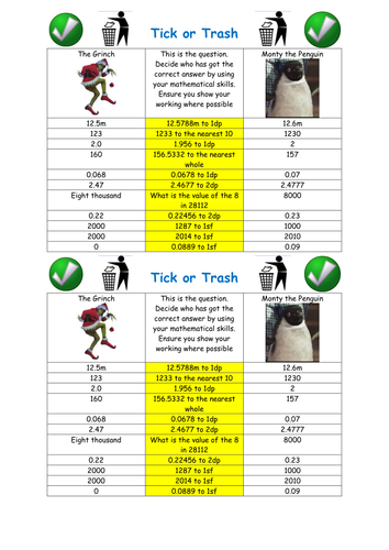 Rounding Tick or Trash | Teaching Resources